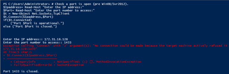 Testing Remote Server Port Connectivity with PowerShell - SQL DBA Blog