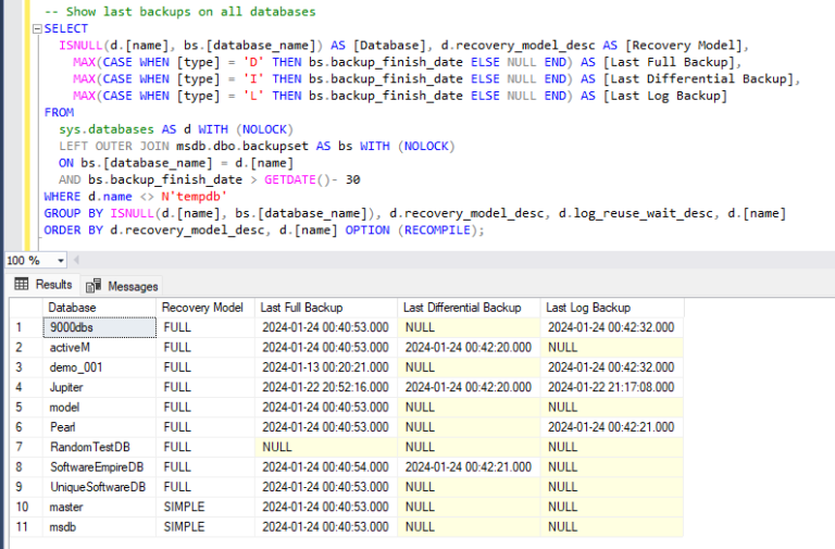 Get Last Database Backup Times in SQL Server - SQL DBA Blog