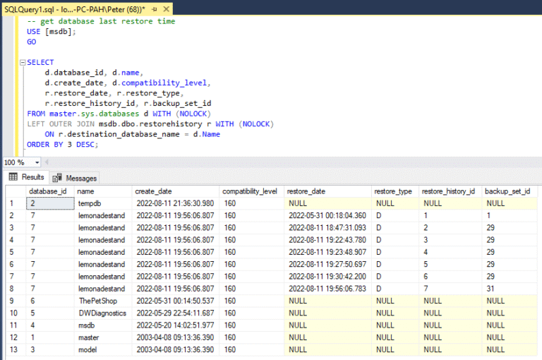 Get Last Database Restore Date and Time in SQL Server - SQL DBA Blog
